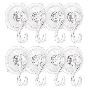 Suction Cup Hooks, 8PCS Heavy Duty Vacuum Strong Suction Cups with Hooks Large Clear Reusable Suction Cup Hook for Shower Bathroom Towel Window Glass Kitchen Utensils and Christmas Wreath Hanger