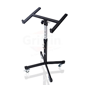 Studio Mixer Stand DJ Cart by GRIFFIN | Rolling Standing Rack On Casters with Adjustable Height | Portable Turntable Holder | Mobile Mount For Digital Drum Machine, Mixing Audio Gear & Music Equipment