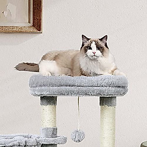 KIYUMI Cat Tree Cat Tower Condo with Sisal Scratching Post for Indoor Cats Cat Tree Cat Furniture with Hammock Perch and Kitten Ball Toys, Multi-Level Pet Activity Center