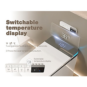 MEJE #MZE013 - Luxury Automatic Toilet,Smart Toilet with Intelligent Bidet,Auto Open and Close,Auto Flush,Heated Seat,Remote Control, Night Light, Switchable Temperature Display,White