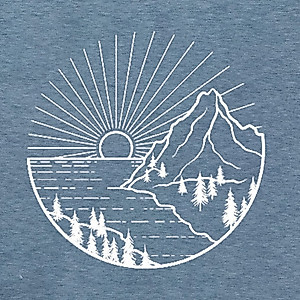 Sunrise Pine Tree Shirt for Women Retro Sun and Pine Tree Graphic Printed Summer Casual Hiking Travel Adventure Camping Short Sleeve Roundneck Regular Fit Workout Casual Tee Tops(Blue S)