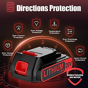 3500mAh LBXR20 Battery for Black and Decker 20V Battery Replacement 20Volt Max Lithium-ion LB20 LBXR20 LBXR2020 20V Lithium-ion Weed Eater Trimmer Cordless Tool Battery 2Pack Just for Black and Decker