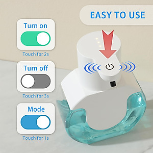 Automatic Foaming Soap Dispenser - 4 Gear Foaming Adjustable, Wall Mounted Sticker Available - 13.5oz/400ML Touchless Hand & Dish Soap Dispenser for Bathroom Kitchen White