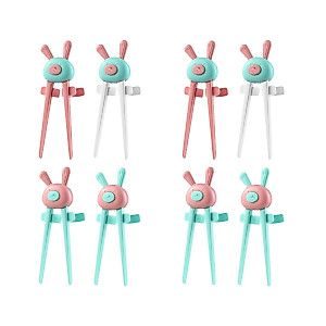 8 pcs Lovely Reusable Plastic Sleeves Learning Snack Chopsticks, Auxiliary Rabbit Conters Cartoon Gifts Gamers Snacks Random Tongs Gamer Clips Slip Phones Clips, Eating