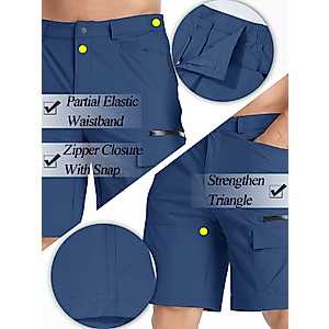 TACVASEN Mens Hiking Cargo Shorts Outdoor Casual Ligtweight Quick Dry Water Resistat Breathable Fishing Camping Shorts Blue, 36