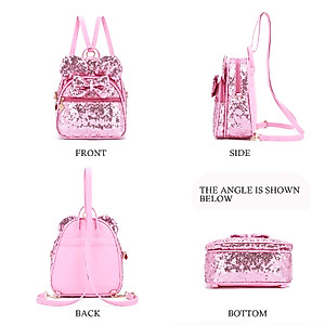 KL928 Girls Bowknot Polka Dot Cute Mini Backpack Small Daypacks Convertible Shoulder Bag Purse for Women (Pink)