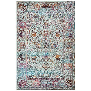 SAFAVIEH Luxor Collection 4' x 6' Turquoise / Aqua LUX330K Handmade Boho Chic Oriental Area Rug