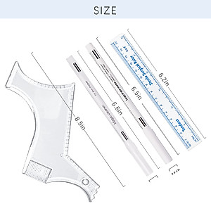 8 pieces Barber Pencil Set 6 Microblading Marker Pen with removal pen and Ruler Edge Hairline Razor Trace Beard Guide Hairline Outliner Pencils, Eyebrow Lip Skin Marking Pens for Men and Women(White)