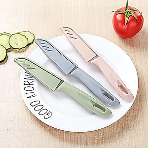 WISELADY Fruit Knives with Comfortable Handle, Paring Knife, Small Kitchen Knife with Sharp Blade, Paring Knife for Cutting and Preparing Fruit and Vegetables (Pink)