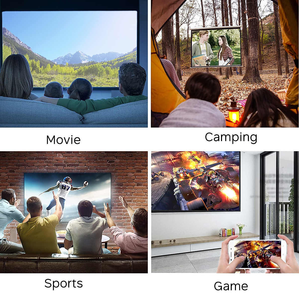 Meer Mini Projector,Portable Movie Projector,Smart Home Projector,Neat Projector for iOS,Android,Windows,PS5,Laptop,TV-Stick,Compatible with HDMI,USB,Audio,TF Card,AV and Remote Control