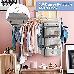 Fixwal Dual Sided Hanging Closet Organizer 6-Shelf Over The Door Organizer Separable Wall Mount Storage for Baby Nursery Bathroom College Dorm Kids Room Pantry Camper RV, Grey