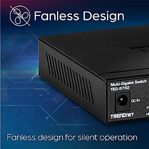 TRENDnet 6-Port 10G Switch, 4 x 2.5G RJ-45 BASE-T Ports, 2 x 10G RJ-45 Ports, 60Gbps Switching Capacity, Wall Mountable, 10 Gigabit Network Connections, Lifetime Protection, Black, TEG-S762