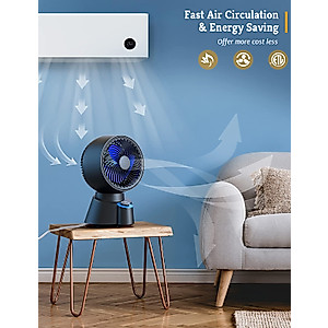 Air Circulator Whole Room Fan, Oscillating Fan, Super Quiet Powerful Wind, Energy-Saving, Table Desk Floor Fan in Bedroom ,Office with 3 Wind Speeds and Auto Oscillating