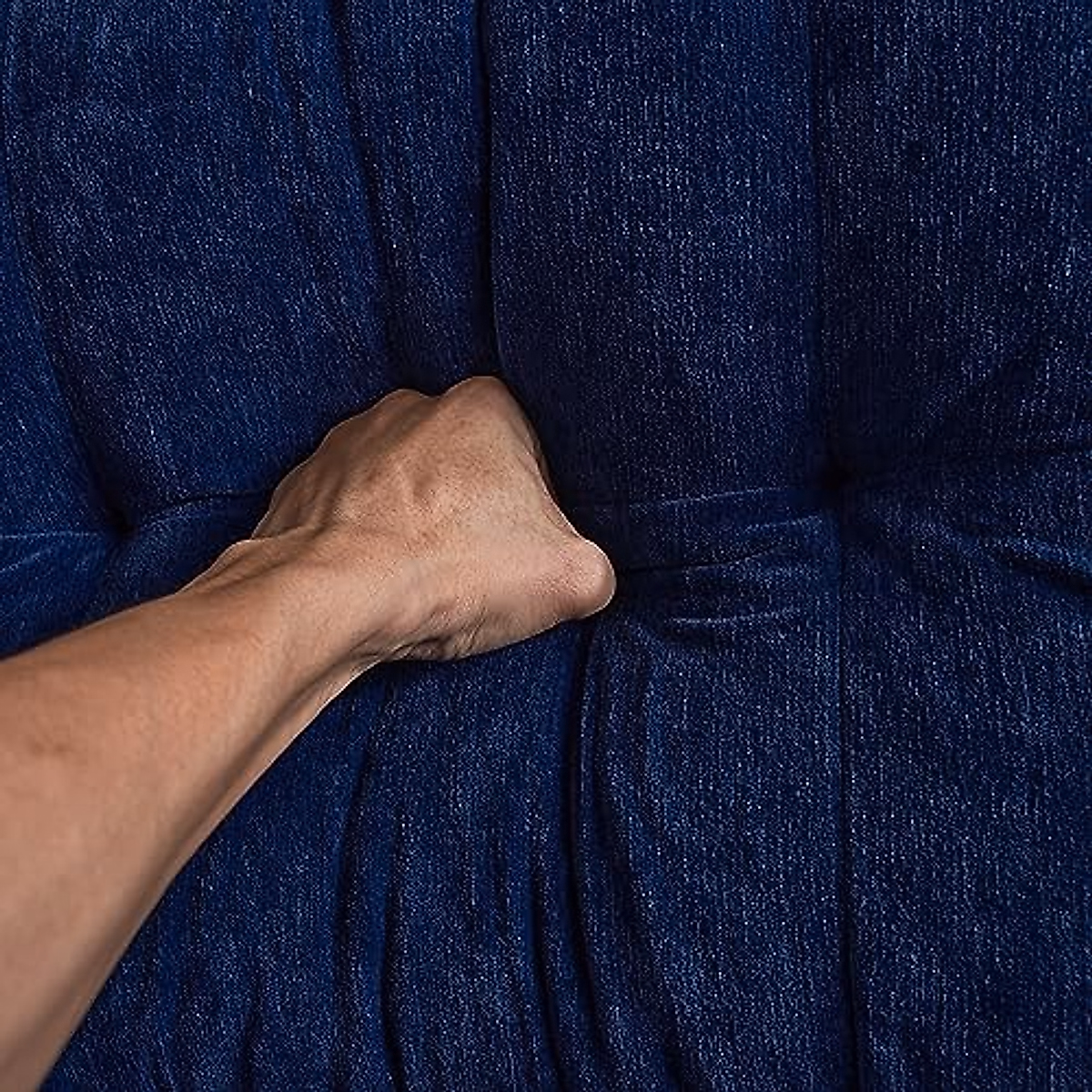 Eafurn Button Tufted Velvet Sectional, L-Shape Corner Extra Wide Chaise Lounge and Arm-Pillows, Right Hand Facing Comfy Sofa & Couches for Living Room,Up to 3 Seating Capacity, Blue 83"