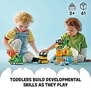 LEGO DUPLO Town Bulldozer Construction Vehicle Toy Set 10990, Early Development and Activity Toys, Big Bricks for Small Hands, Pretend Play Learning Toy, Gift for Toddlers Boys Girls Age 2+ Years Old