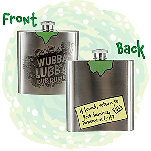 Paladone Rick’s Hip Flask - Rick and Morty Metal Flask with Screw Cap - 177 ml