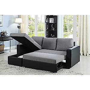 Coaster Home Furnishings 503929 Everly Reversible Sleeper Sectional Sofa Grey and Black