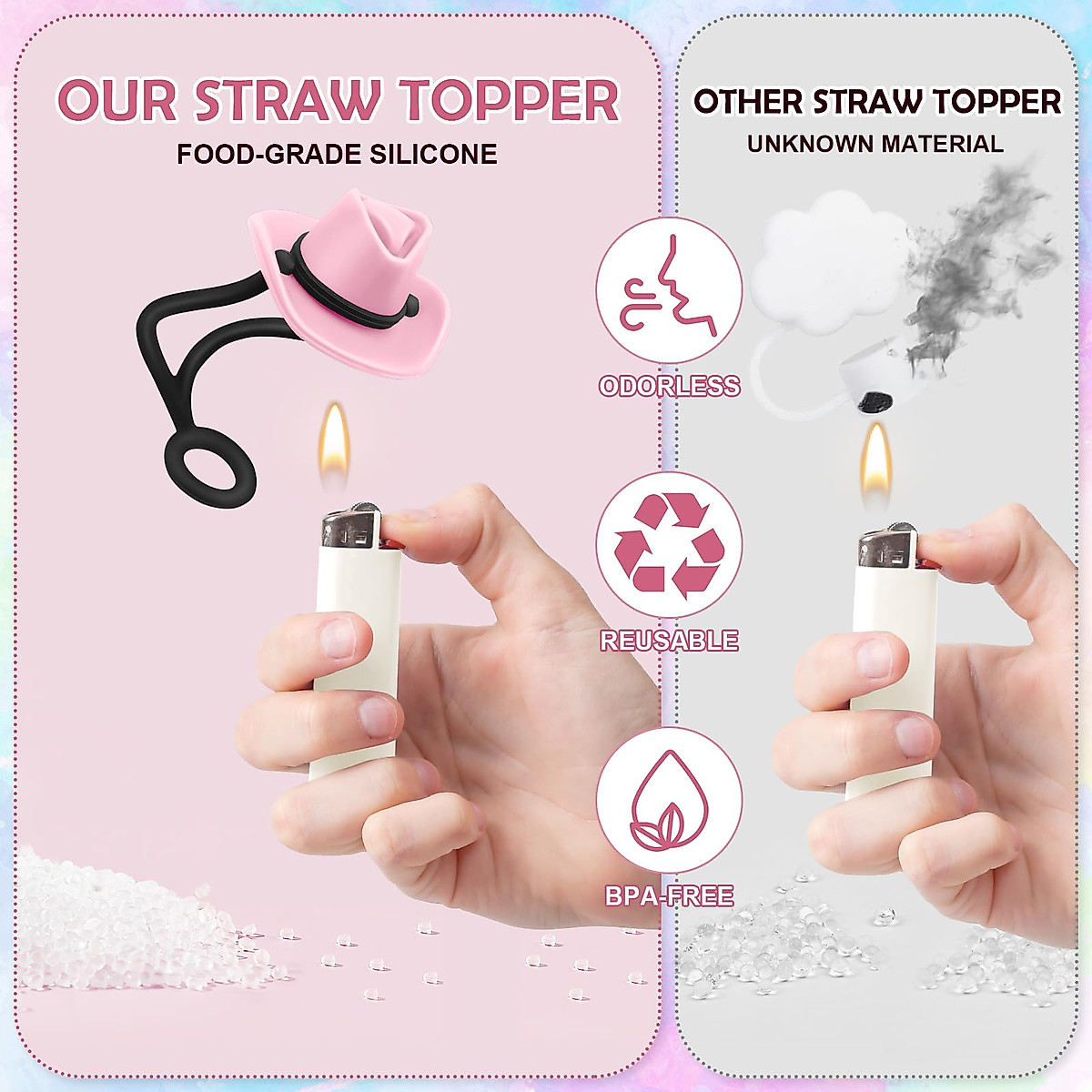 4 Pack Stanley Straw Cover for Stanley Cup 30 40 oz — Hamino Silicone Straw Toppers for Stanley Tumbler, Cowboy Hat Straw Covers Cap for Tumblers 10mm 0.4in Straw for Halloween Women Party Decor