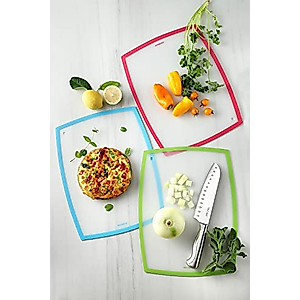 McCook® MCW11 Bamboo Cutting Boards Set of 4, Chopping Board Set w Juice Groove& Metal Handle, Cheese Charcuterie Board Serving Tray for Meat, Cheese and Vegetables(L, 17”11.4”0.8”)