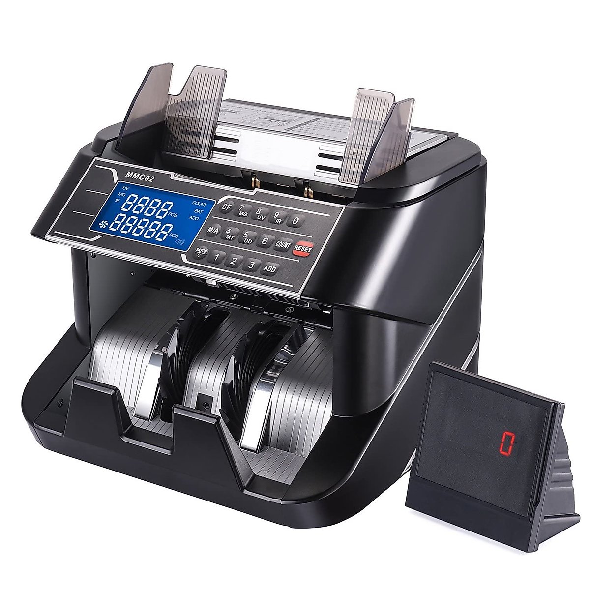Money Counter with UV/MG/IR/DBL/HLF/CHN Counterfeit Detection - USA/EUR Business Grade with LED Display/Add/Batch Modes,1,000 Bills/Min-No Count Amounts
