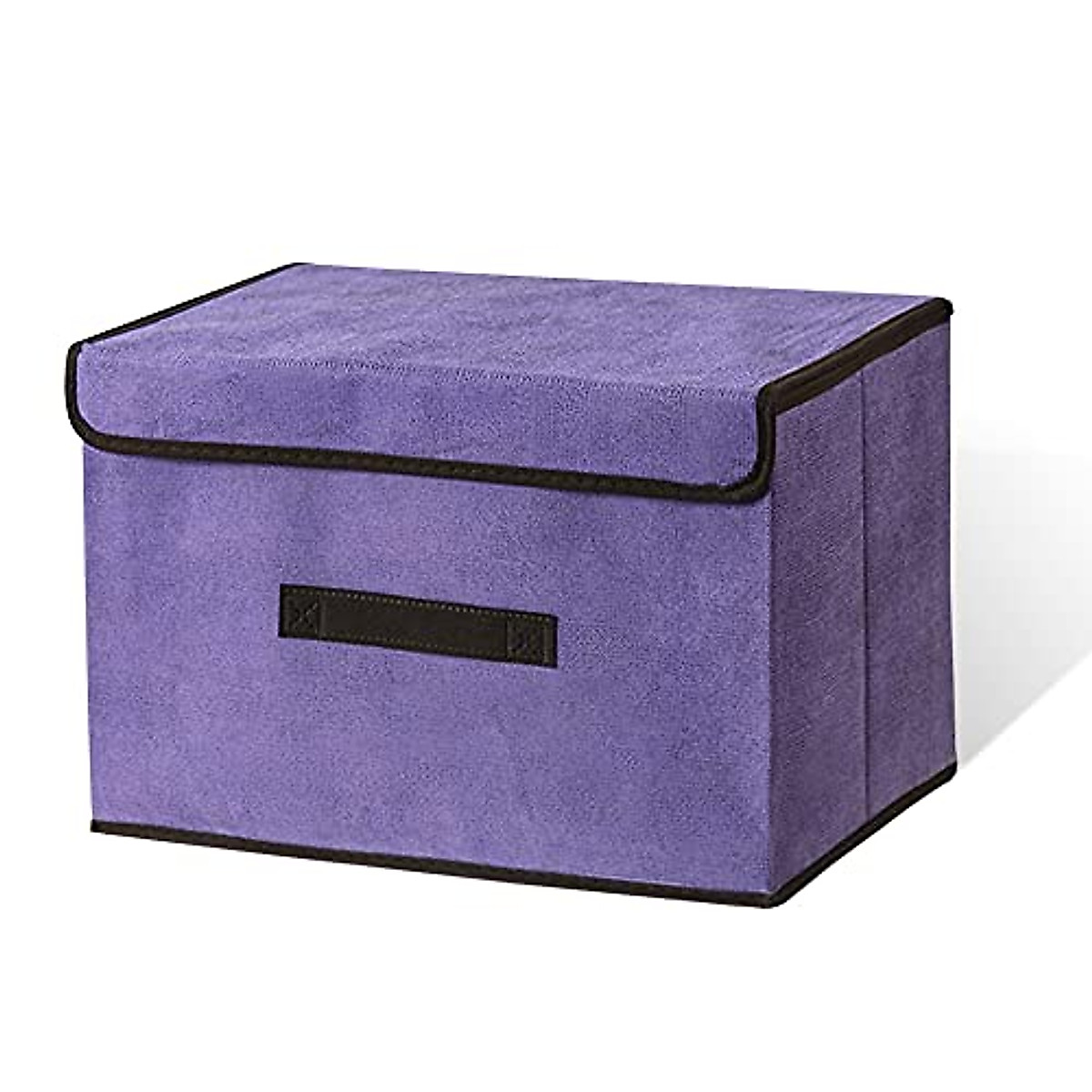 LELE LIFE Foldable Storage Box with Dustproof Lid and Handle, Foldable Storage Bin Collapsible Storage Organizer for Closet, Bedroom, Home, Purple