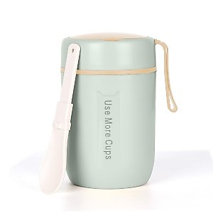 ALXBSONE 20 Oz Insulated Food Jar Stainless Steel Container Thermos with Folding Spoon for Hot or Cold Food, Soups, Oatmeal Milk Bento Box Leak Proof(Light Green)