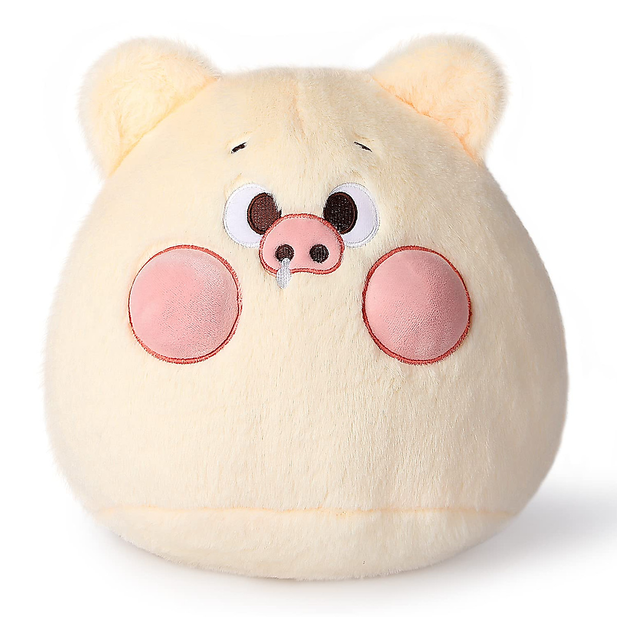 FITNISSFTW Plush Toy, Stuffed Animal Throw Plushie Pillow Doll, Soft Black and White Fluffy Friend Hugging Cushion - Cute Present for Every Age & Occasion (Round Pig)