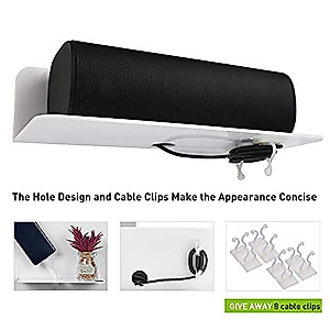 OAPRIRE Small Floating Wall Shelves Set of 4 - Easily Expand Wall Space - 9 Inch Acrylic Wall Shelf for Bedroom, Living Room, Bathroom, Office, Gaming Room with Cable Clips (4, White)