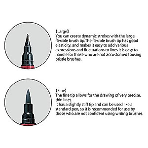 Kuretake FUDE PEN NIHON-DATE KABURA Brush Pen (No.55), Double-sided hard and soft brush tip pen for lettering, calligraphy, art, writing, sketching and inking illustration. AP-Certified, Made in Japan