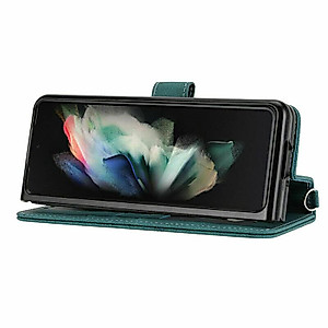 EAXER for Samsung Galaxy Z Fold 3 5G Wallet Case, with Crossbody Strap Premium PU Leather Folio Flip Card Slot Kickstand Protective Case Cover (Green)