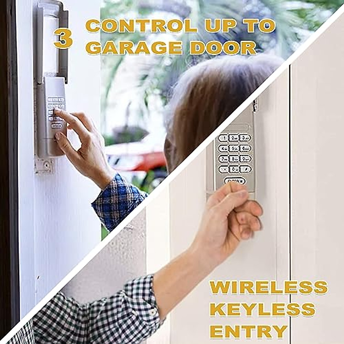 Wireless Garage Door Opener Keypad Wireless Keyless Entry Keypad Works with Chamberlain, LiftMaster, Craftsman and More Since 2011 to Current (Work with Yellow Learn Button)