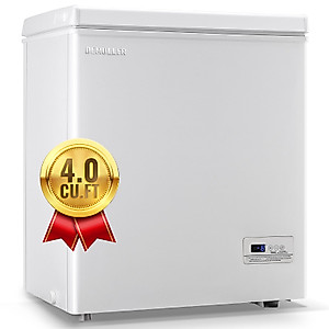 Deep Freezer with Electronic Control Freestanding Freezers with 2Removable Stainless Steel Basket Mini Freezer Top Open Door Compact Freezer Ideal for Office Basement Kitchen WHITE