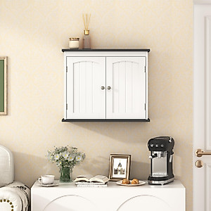 BOTLOG Bathroom Wall Cabinet, Medicine Cabinet with Door and Shelf, Wood Hanging Cabinet Over The Toilet Space Saver Storage Cabinet