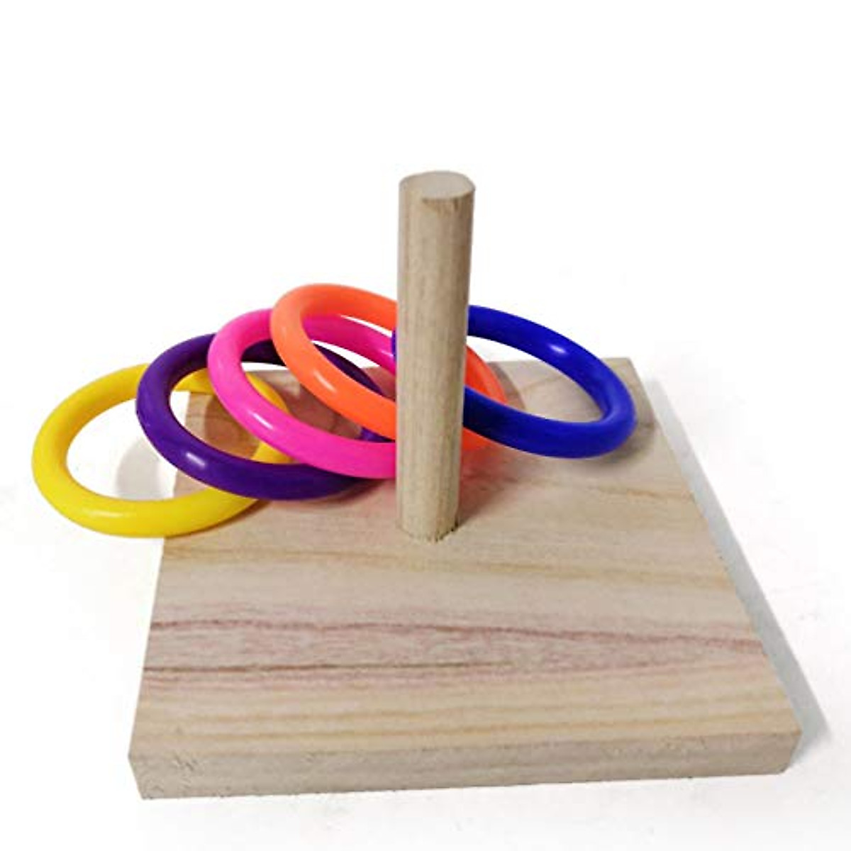 Balacoo Bird Ring Toy Interactive Wood Board Ring Toss Game Puzzle Toy Bird Educational Toy Parrot Chew Bite Playing for Parrot Pet (Random Color)