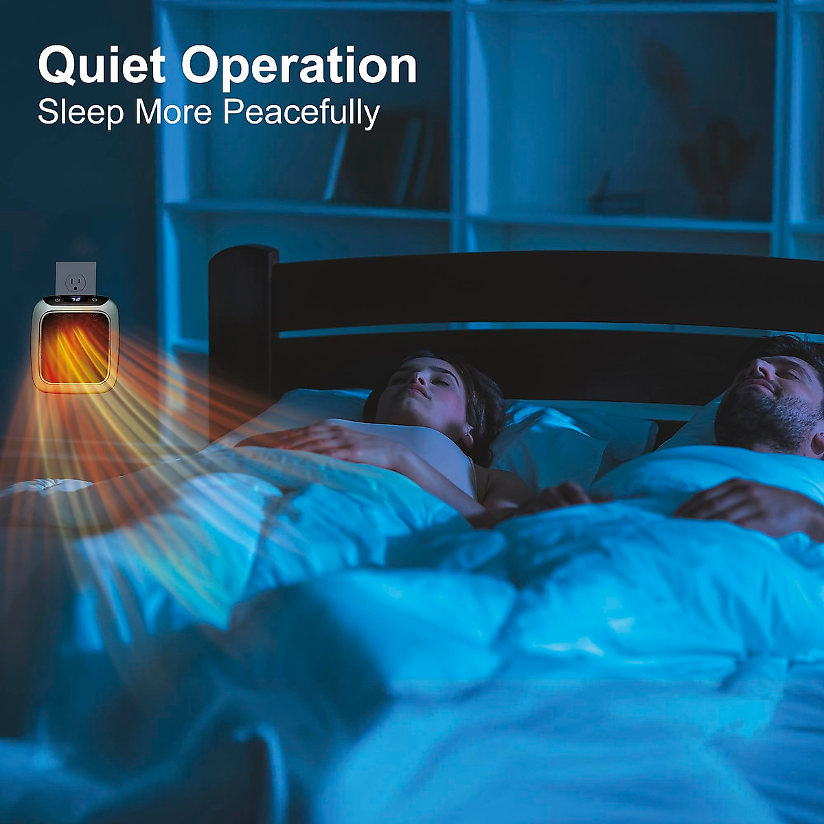 Ontel Handy Heater Turbo Heat 800W Wall Outlet Small Space Heater with Adjustable Thermostat, Programmable 12-Hour Timer, Auto Shut Off - Quiet & Space-Saving Ceramic Mini Heater (Packaging May Vary)