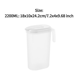 YiZYiF 1800ML/2200ML Water Pitcher with Lids Large Capacity Water Containers Cold Tea Juice Beverages Jug White 2200ML 2200ML