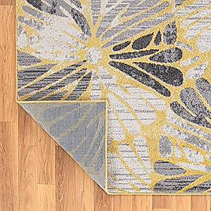 Rugshop Contemporary Circles Stain Resistant High Traffic Living Room Kitchen Bedroom Dining Home Office Area Rug 5'x7' Yellow
