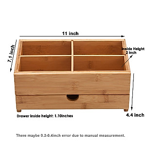 GOBAM Bamboo Makeup Organizers and Storage with Drawer - Wooden Cosmetic Organizer Countertop for Bathroom, Bedroom, Closet, Kitchen, Vanity & Dresser - Make up Vanity Station