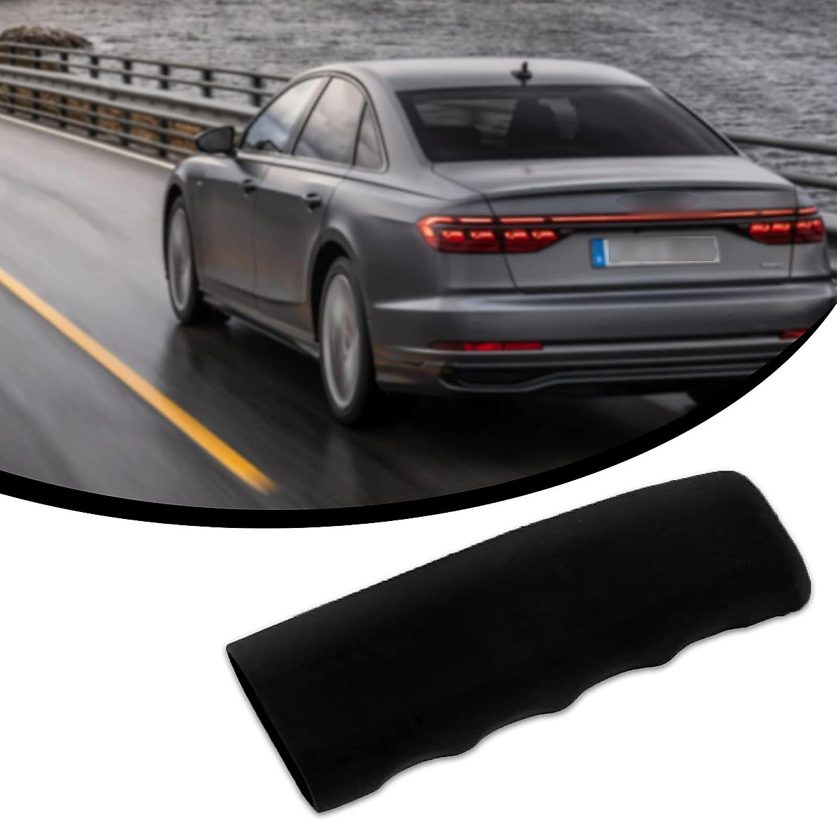 QODOLSI 1 PC Car Handbrake Handle Cover, 4.8" x 1.65" x 1.41" Silicone Wavy Anti-slip Parking Brake Covers, Universal Protective Accessories, Compatible with Cars, Trucks, Vans, SUVs (Black)