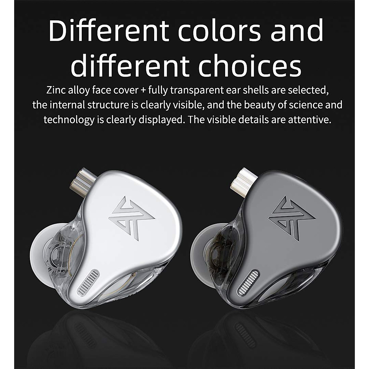 KZ DQ6 Array type three-unit dynamic in-Ear Headphone, HIFI Stereo Noise Isolating Sport IEM Wired Earphones/Earbuds/Headphones with Detachable Cable (without Mic, Grey)