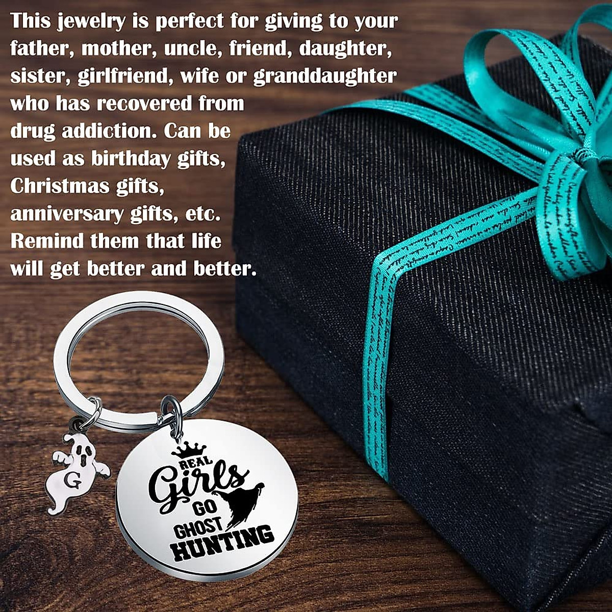 TIIMG Funny Paranormal Gift Real Girls Go Ghost Hunting Keychain for Ghost Hunter (GHOST HUNTING)