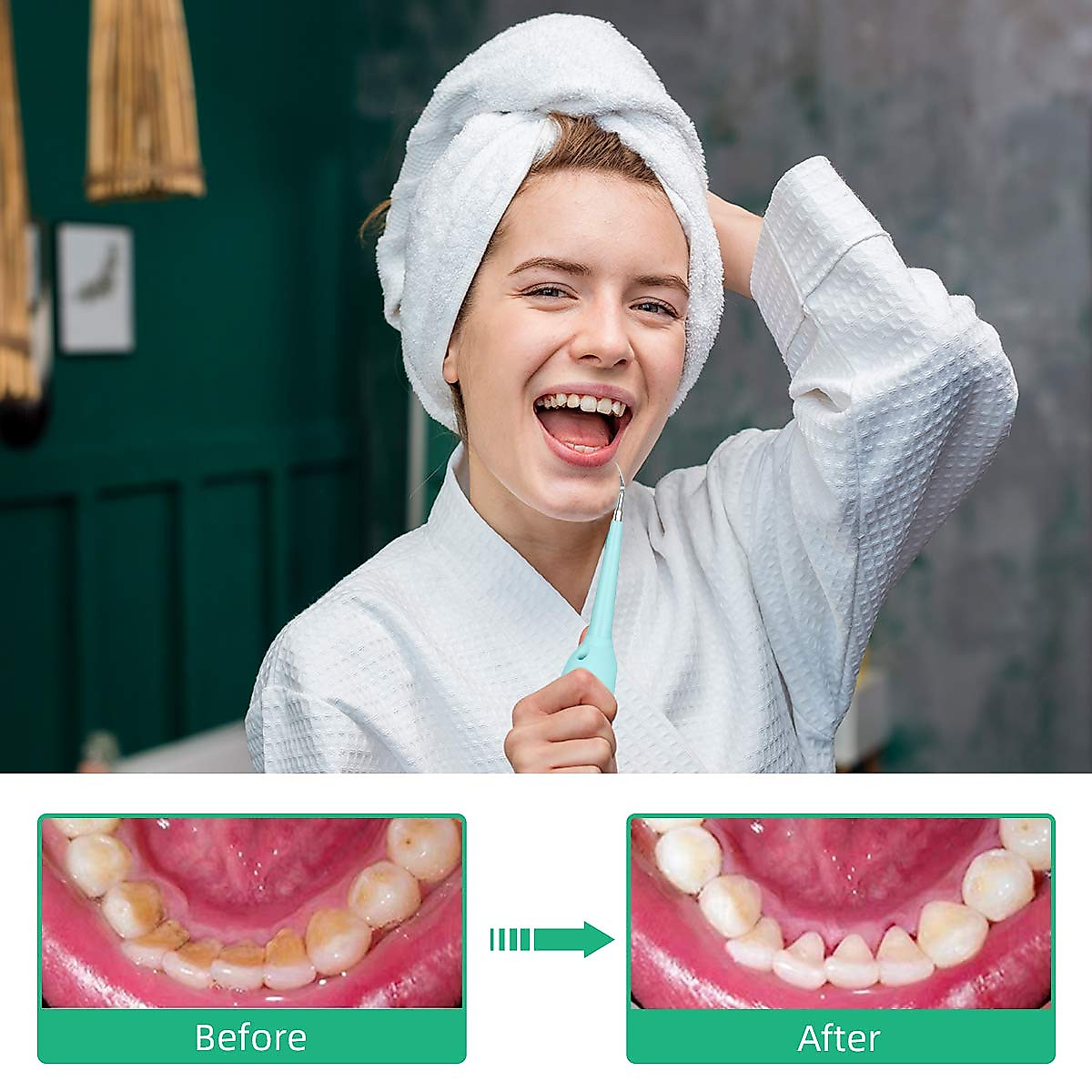 Electric Dental Calculus Remover, Sonic Tooth Scraper Plaque Tartar Stain Remover for Teeth High Frequency Vibration Teeth Cleaning Tools Kit with LED USB Rechargeable 3 Modes 2 Cleaning Heads (Blue)