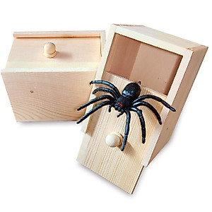GIIOASA Rubber Spider Prank Surprise Box，Handcrafted Wooden Surprise Box, Fun Practical Surprise Joke Boxes,SpiderBox-Single