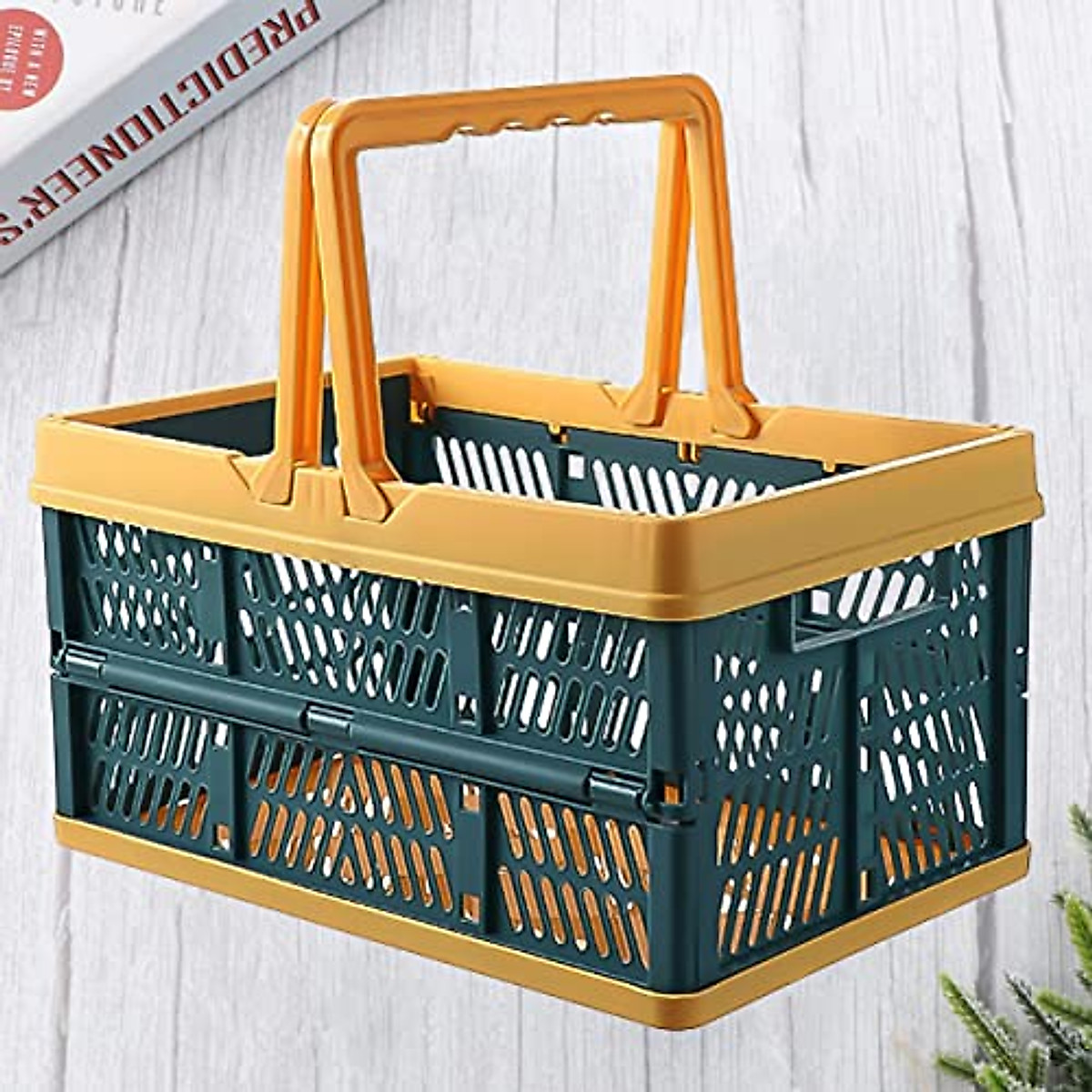 Cabilock 3pcs Bin Hanging Luggage Green Car Reusable with Desktop Food Crates Shopping Tote Bedroom Caddy Handles Handle Organizer Carry Market Travel Vegetables for Basket Home Snack