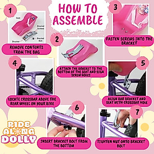 Ride Along Dolly Doll Bicycle Seat Bike Seat (Purple) with Decorate Yourself Decals (Fits Standard Sized Dolls and Stuffed Animals) - Purple