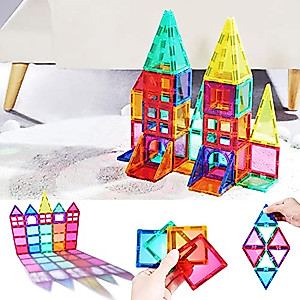 PLUMIA Magnetic Tiles STEM Educational Toys Magnets for Kids 3D Magnetic Blocks for Toddlers Creativity Gifts Toys for 3 4 5 6 Year Old Boys and Girls