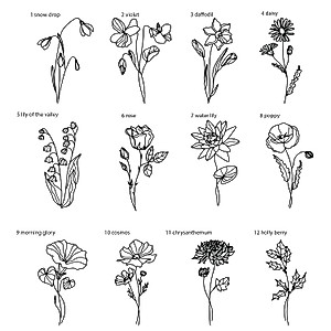 MignonandMignon Flower Birthstone Gold Name Graduation Necklace 2021 Personalized Gift for Her Bar Necklace Mothers Day Gift Floral Jewelry Personalized Jewelry - 8N-FLBS-G