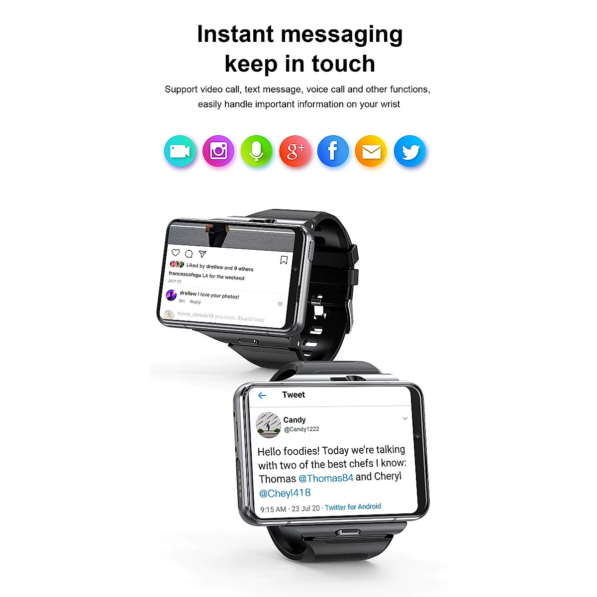 Rainbuvvy Smart Watch for Men, 4G Smartwatch for Android and iOS 2.88Inch Touch Screen Android 9.0 OS 4GB+64GB Activity Tracker with Face Unlock Dual Cameras WiFi GPS Detachable Band (Silver)