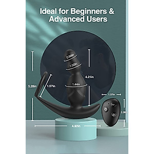 Prostate Massager Sex Toys for Men - 5IN1 360° Rotating Anal Adult Toys with 4 Anal Plug Beads, 9 Vibrating Butt Plug, G-spot Male Vibrator Sex Toys with Penis Ring, Male Sex Toy for Men Couples