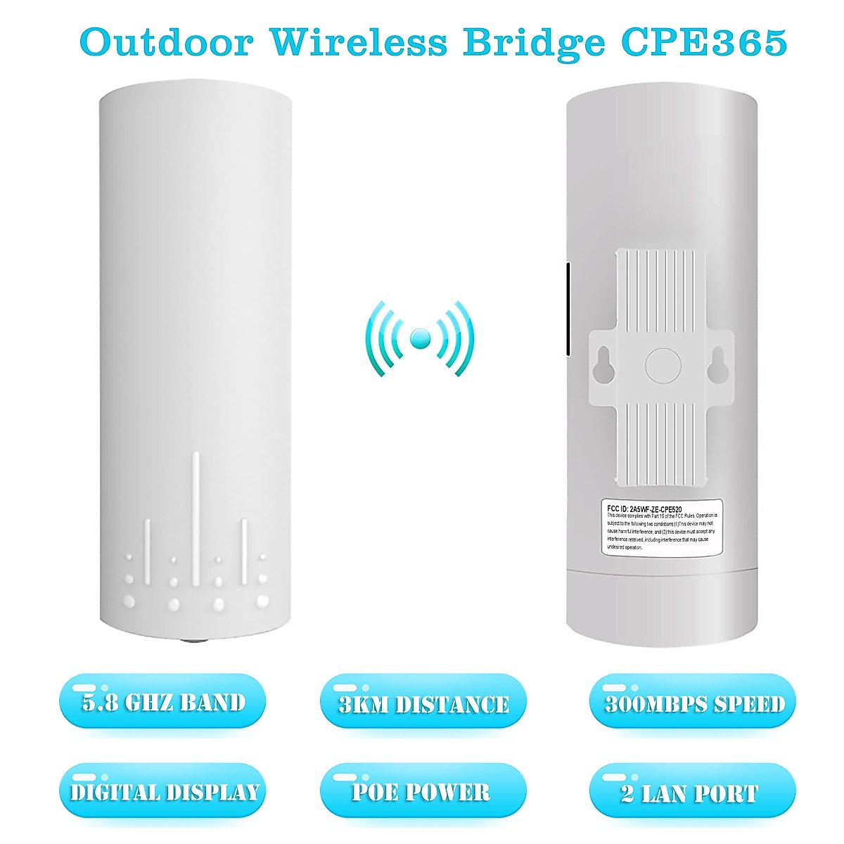 High Brain Wireless Bridge,Outdoor WiFi Access Point Extender,Point to Point,5.8G 300Mpbs Long Range Ineternet Repeater CPE 14DBi Antenna Extend Network & Video Surveillance up to 1.86 Miles 2 Pack